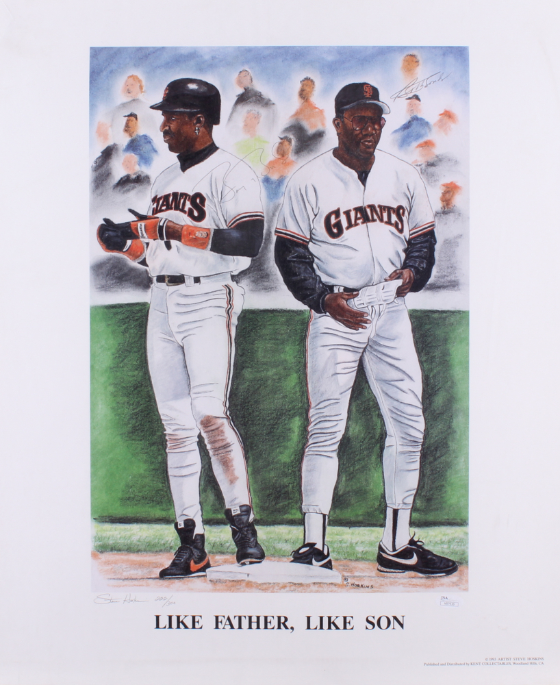 Barry Bonds & Bobby Bonds Dual Signed Giants 20x24 Limited Edition ...