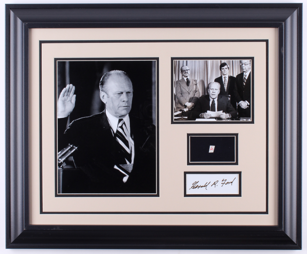 Gerald R. Ford 19.5x23.5 Custom Framed Cut Display with (1) Hand ...