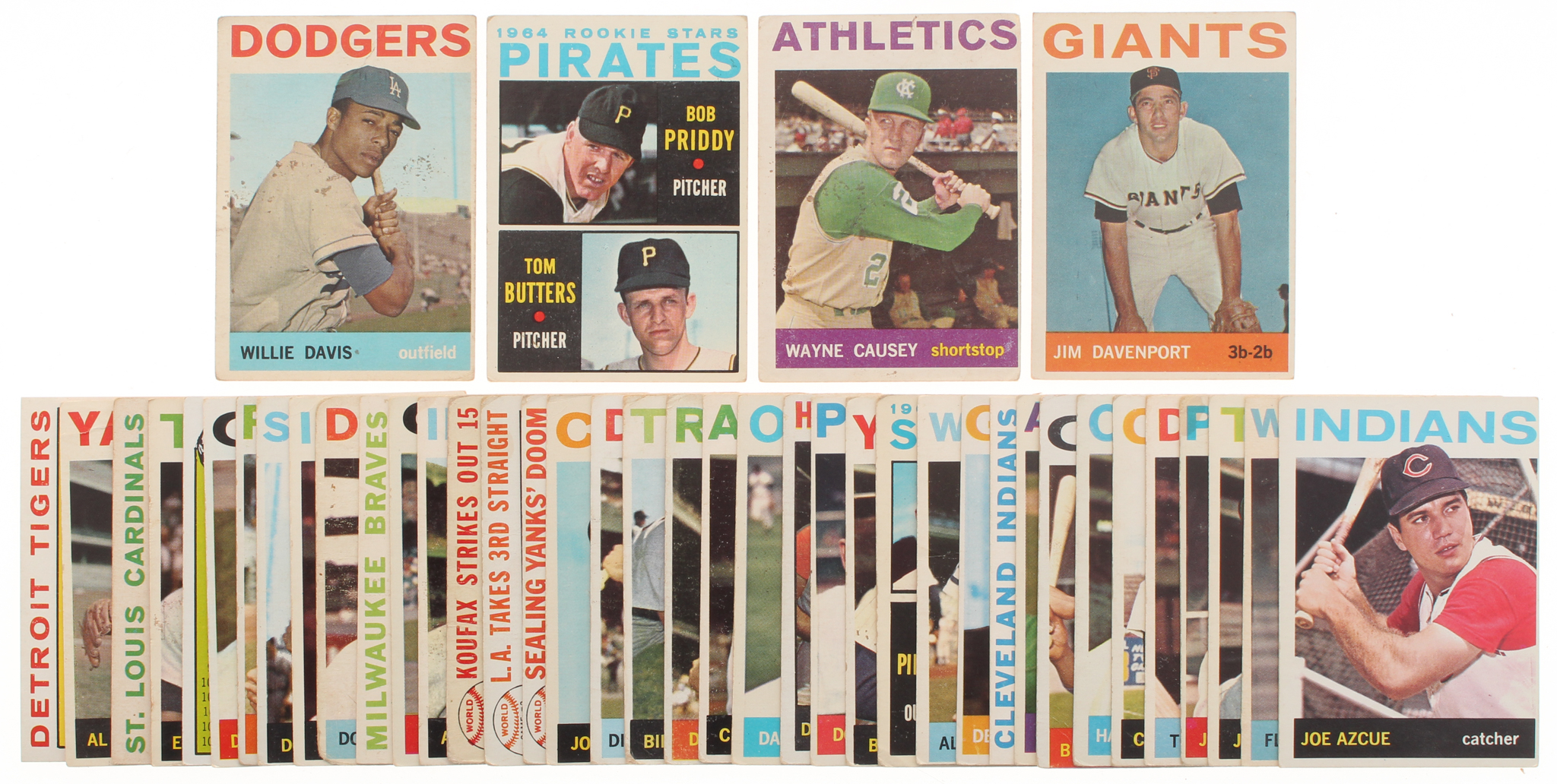 Lot of (41) 1964 Topps Baseball Cards With #68 Willie Davis, #75 Wayne ...