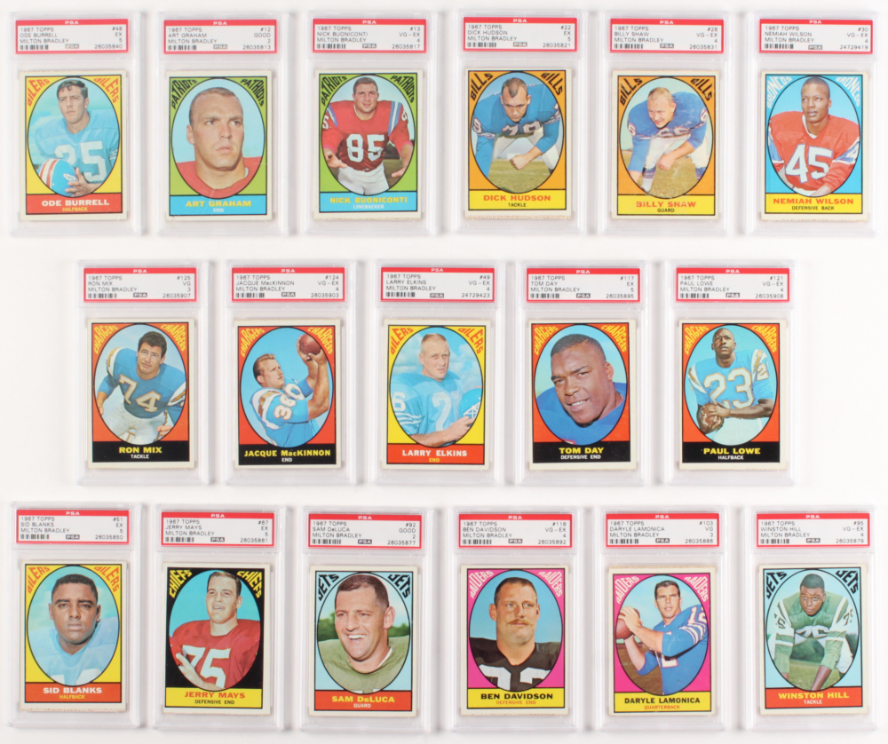 Lot of (17) Graded 1967 Topps Football Cards with #22 Dick Hudson (PSA ...