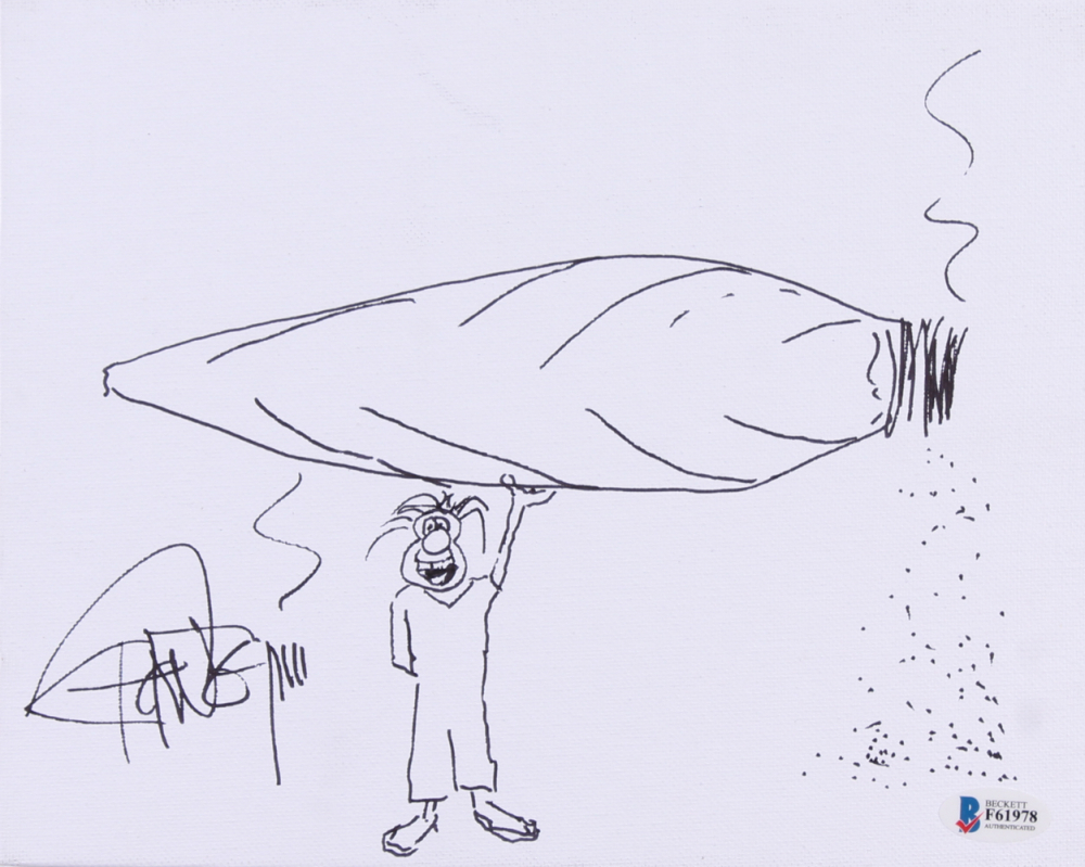 Tommy Chong Signed "Cheech & Chong" 8x10 Hand-Drawn Sketch On Canvas ...