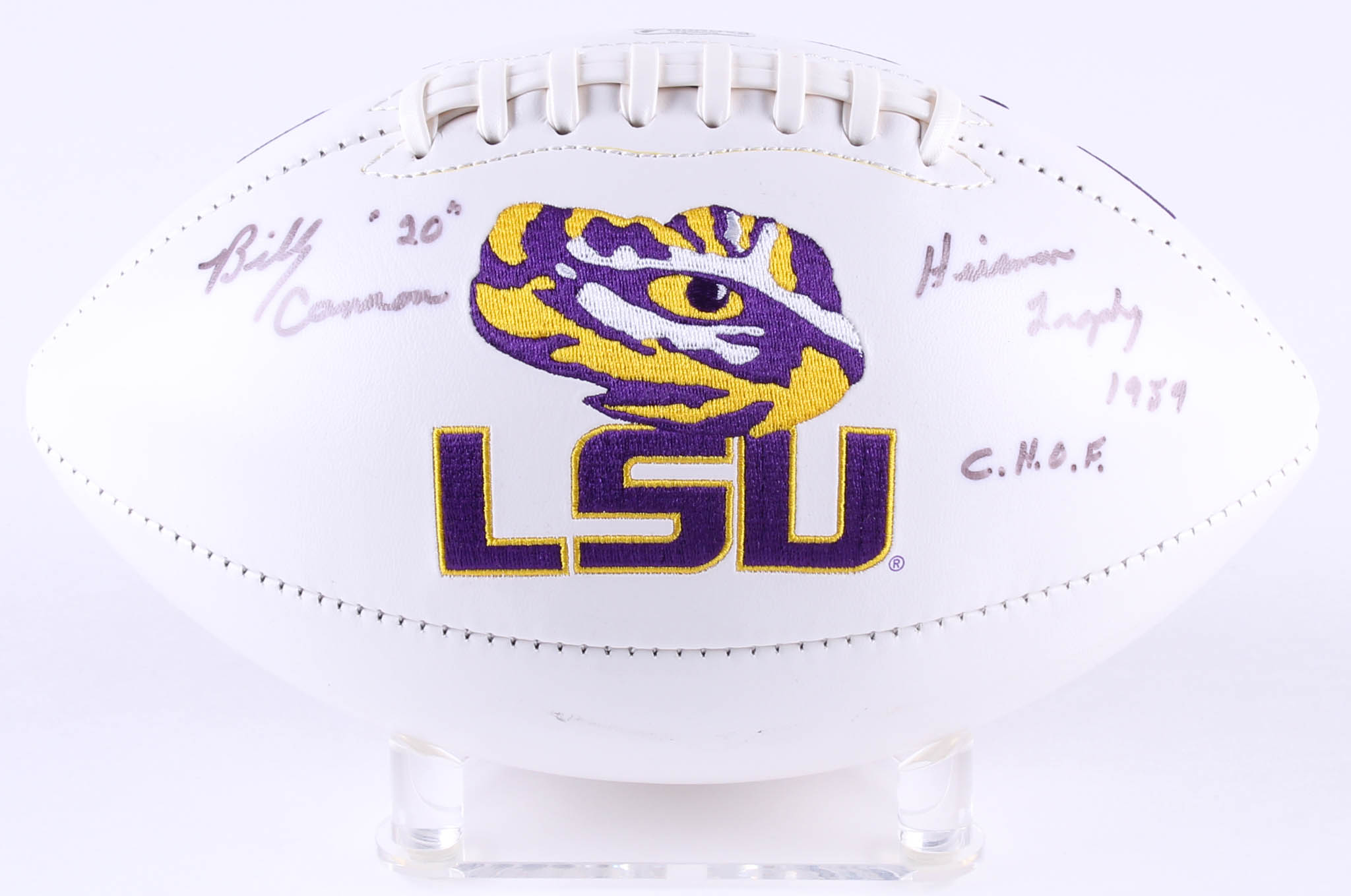 Billy Cannon Signed LSU Tigers Logo Football Inscribed "Heisman Trophy ...