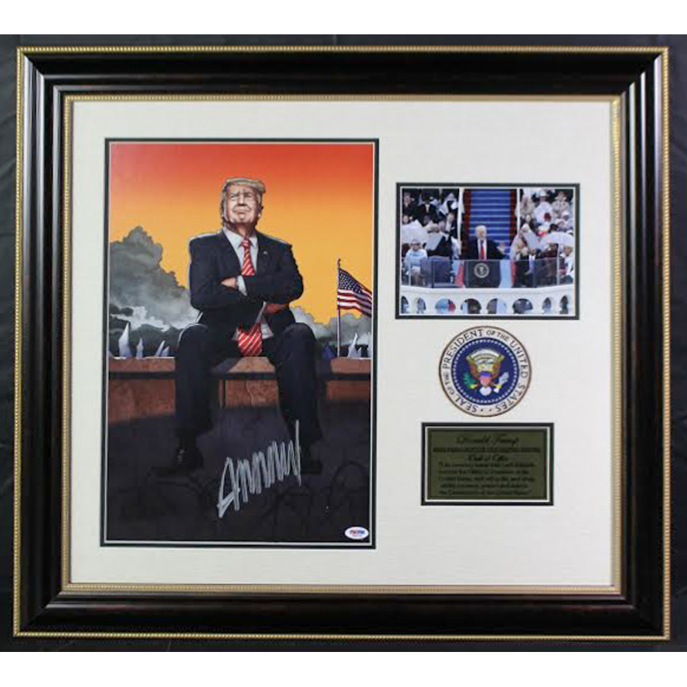 Donald Trump Signed Signed "Gun Control" 26x29 Custom Framed Photo ...