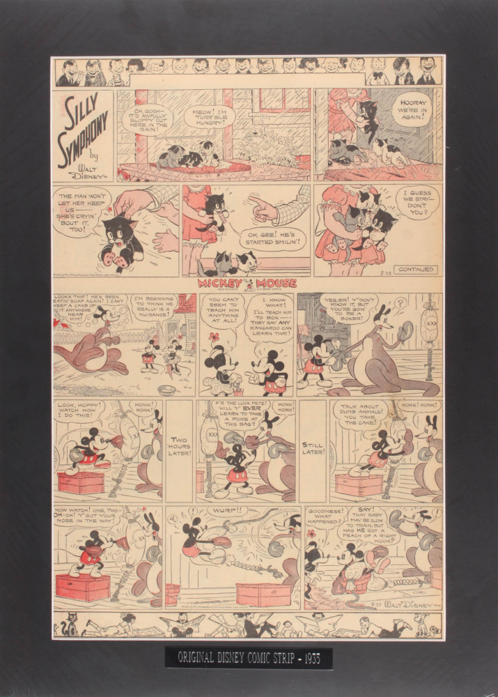 1935 Original "Silly Symphony" Disney Comic Strip 18x25 Custom Matted ...