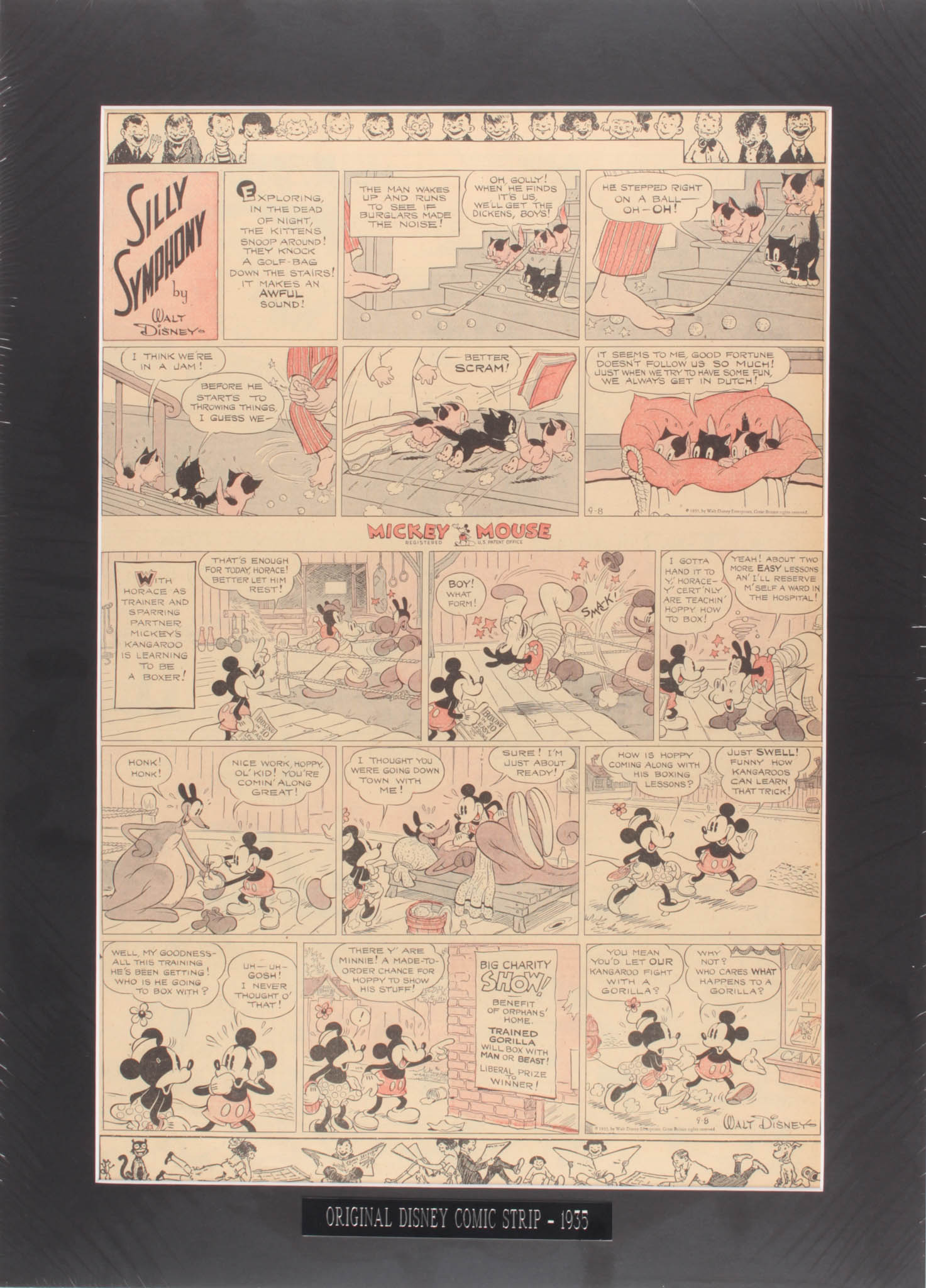 1935 Original "Silly Symphony" Disney Comic Strip 18x25 Custom Matted ...