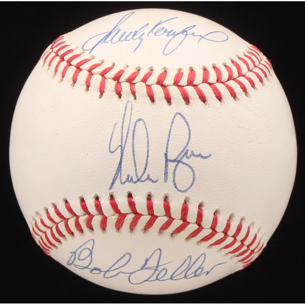 Sandy Koufax, Bob Feller & Nolan Ryan Signed OAL Baseball (JSA LOA ...