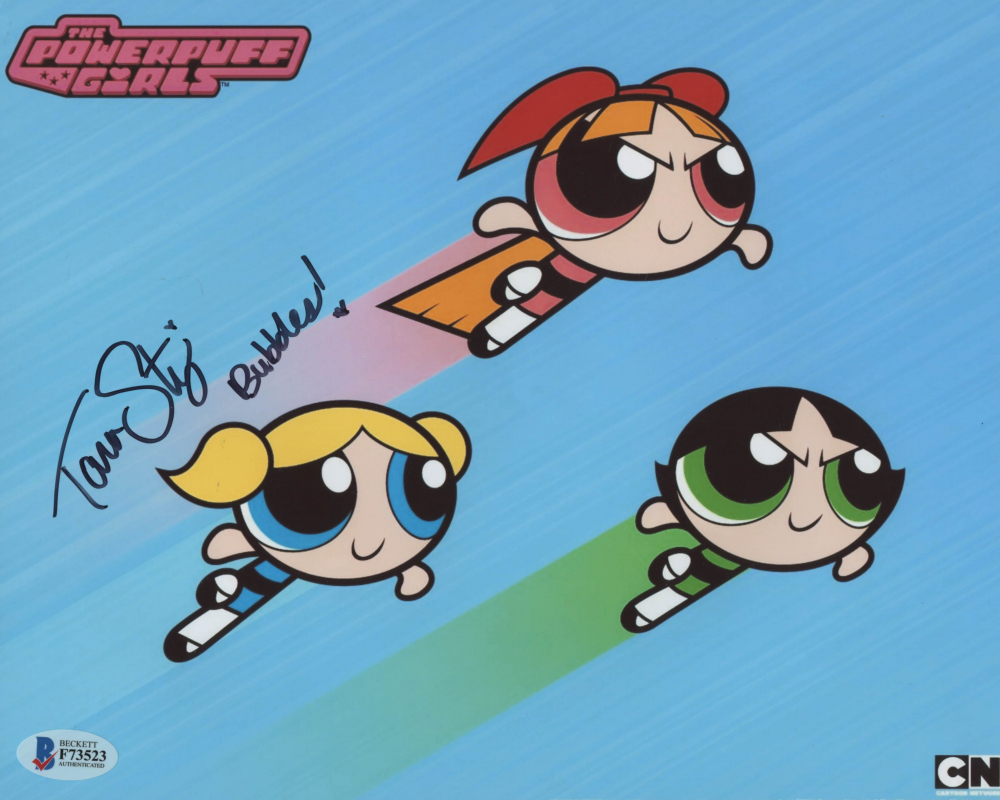 Tara Strong Signed "PowerPuff Girls" 8x10 Photo Inscribed "Bubbles ...