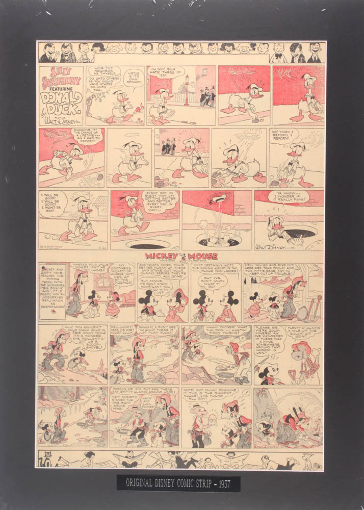 1937 "Mickey Mouse" 18x25 Custom Matted Original Disney Comic Strip ...