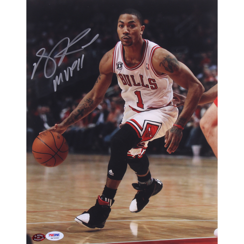 Derrick Rose Signed Bulls 11x14 Photo Inscribed "MVP 11" (PSA COA ...