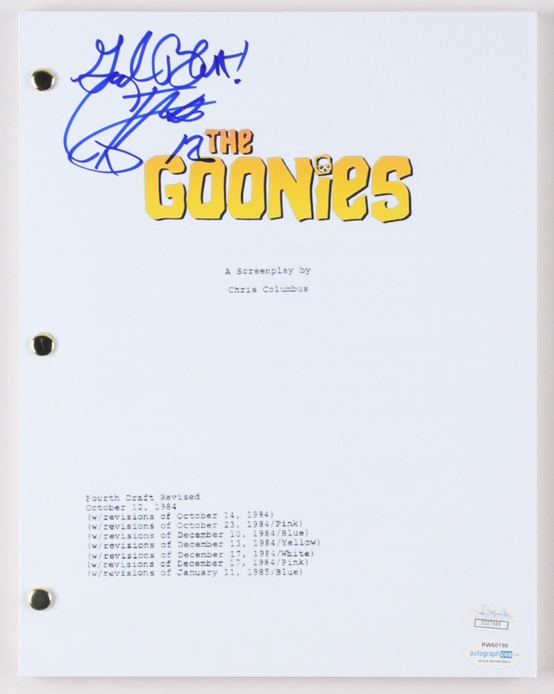 Corey Feldman Signed "The Goonies" Full Movie Script Inscribed "God ...