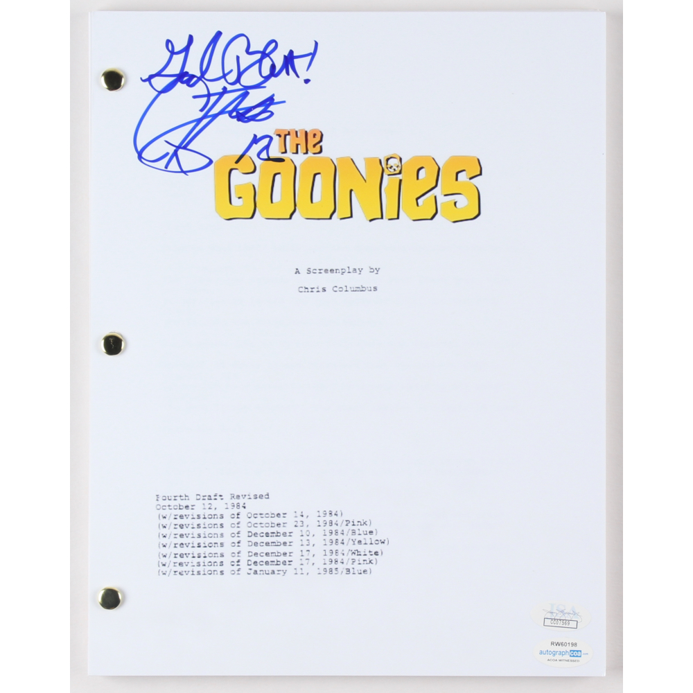 Corey Feldman Signed "The Goonies" Full Movie Script Inscribed "God ...