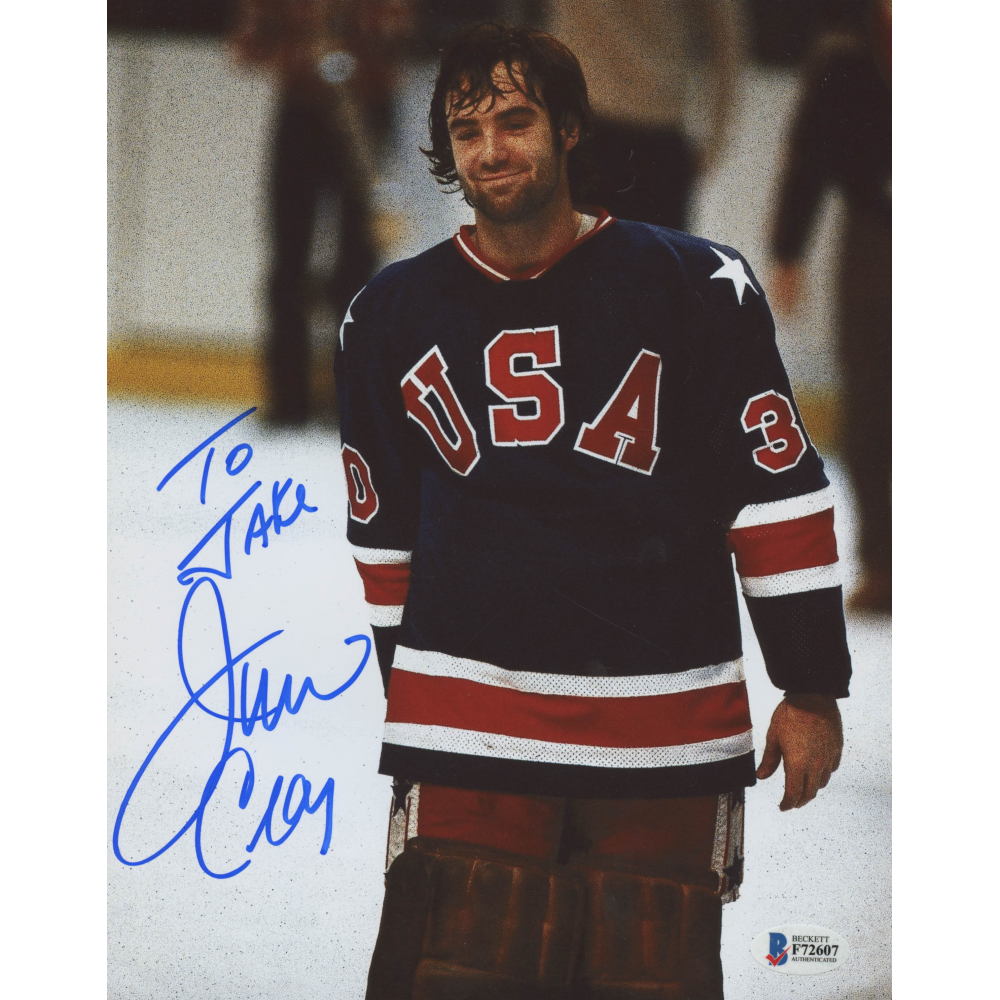 Jim Craig Signed Team USA 8x10 Photo Inscribed "To Jake" (Beckett COA ...