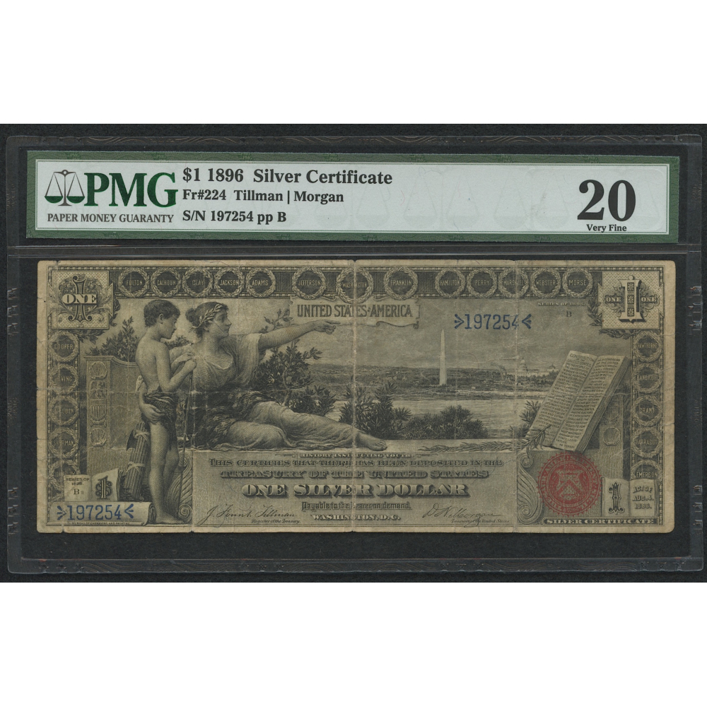 1896 $1 One Dollar "Educational Series" U.S. Silver Certificate Large ...