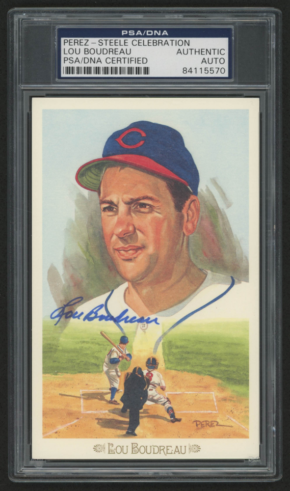 Lou Boudreau Signed 1989 Perez-Steele Celebration Postcards #7 (PSA ...