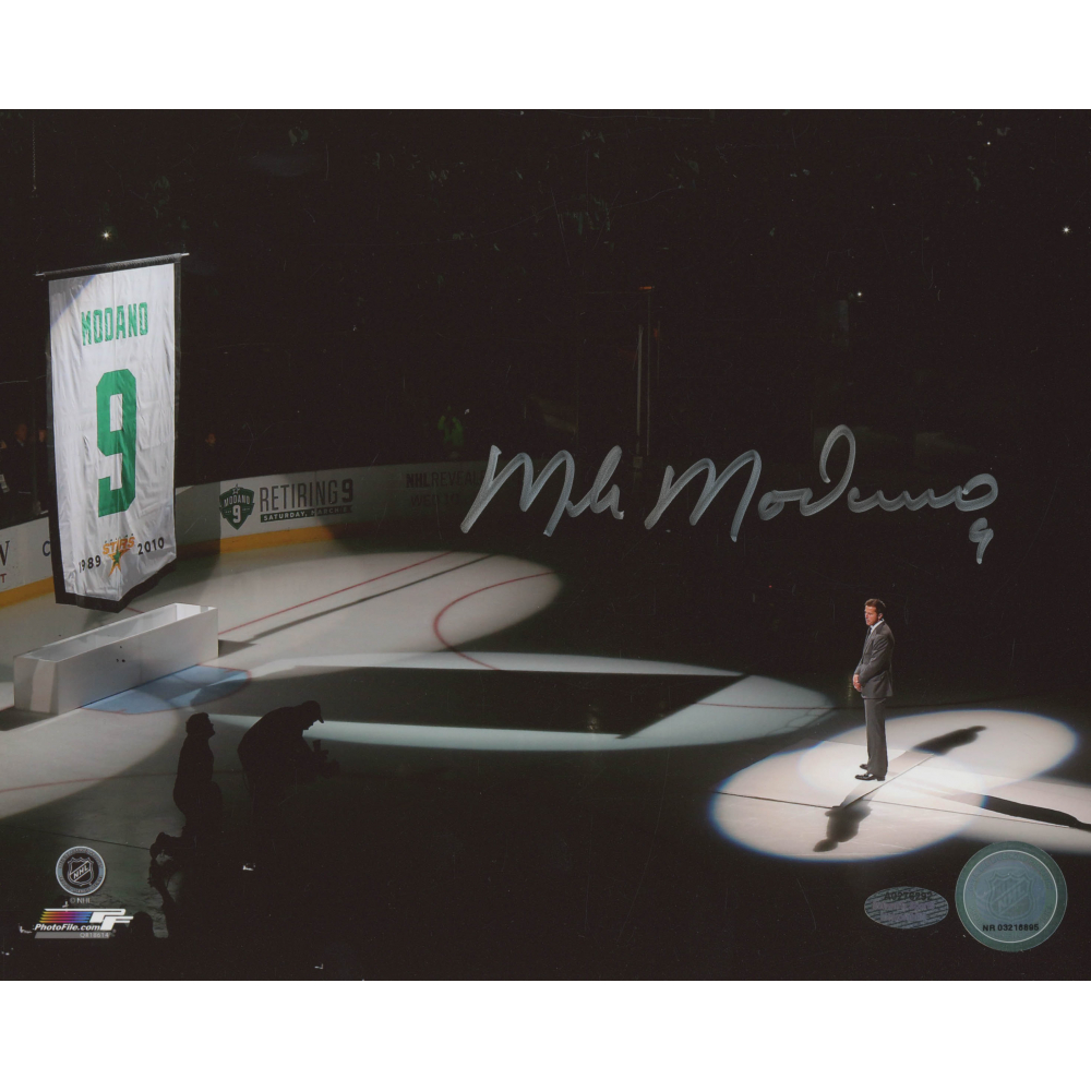 Mike Modano Signed Stars Jersey Retirement 8x10 Photo (Schwartz COA ...