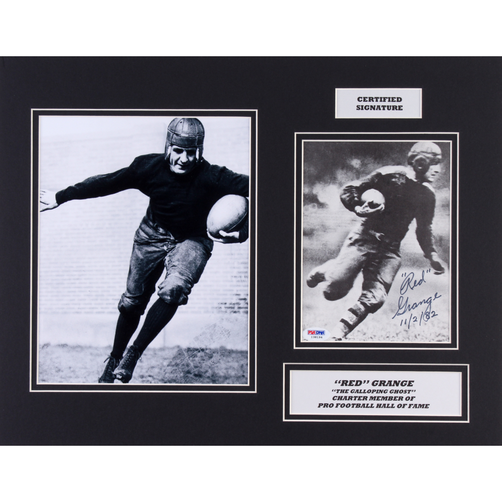 Red Grange Signed 14x18 Custom Matte Photo Display Inscribed "11/2/82 ...