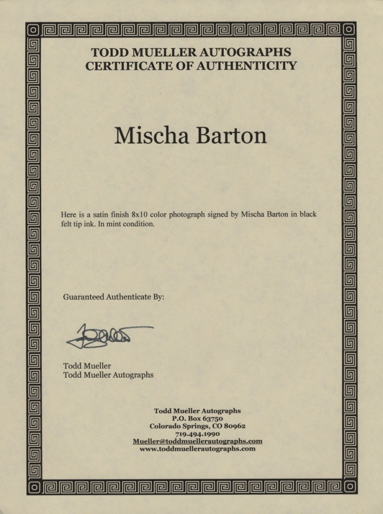Mischa Barton Signed 8x10 Photo (Mueller COA) | Pristine Auction