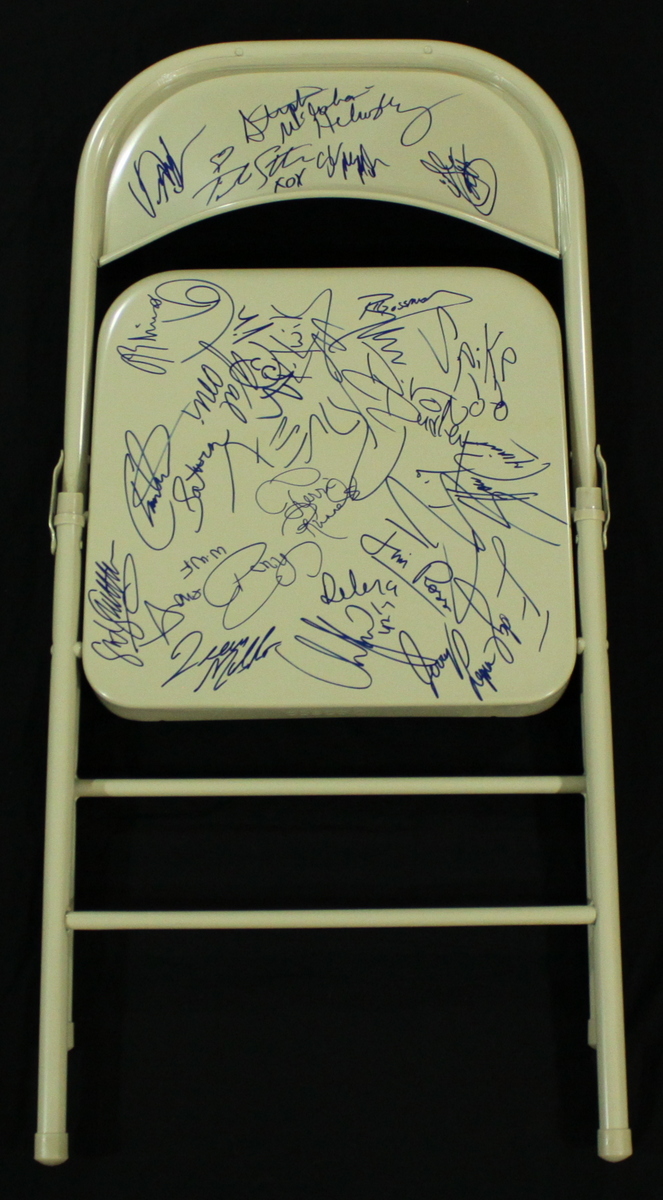 WWE Steel Chair Signed by (24) with The Big Show, Chris Benoit, Big ...