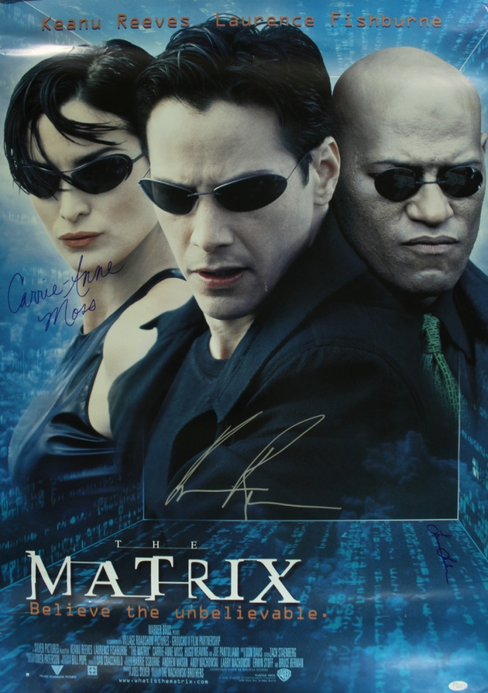 "The Matrix" 27x40 Signed Movie Poster with Keanu Reeves, Carrie-Anne ...