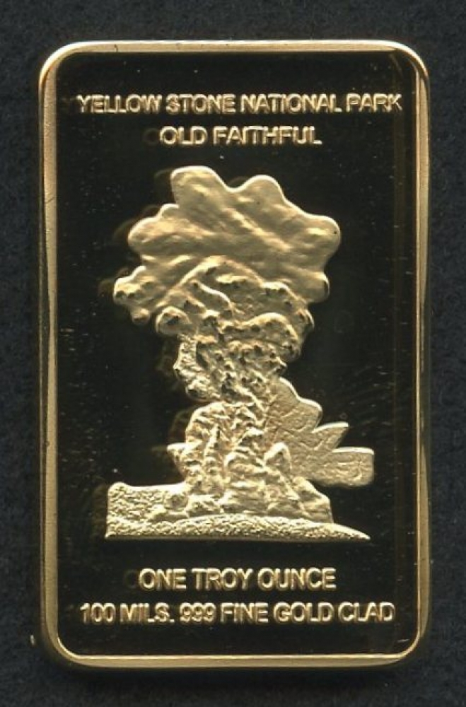 1 Troy Ounce .999 24K 100 Mills Gold Clad American Bison Yellow Stone ...