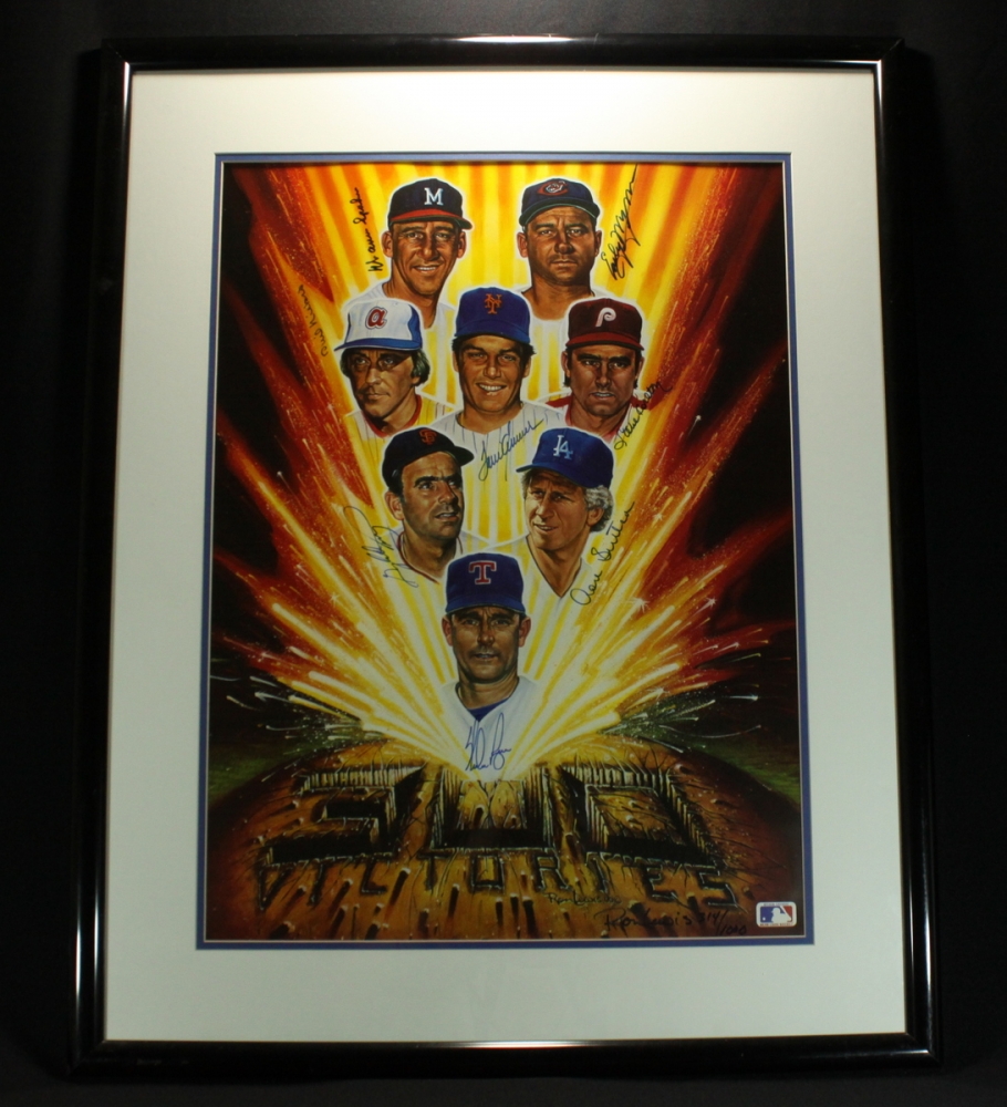 300 Win Club Lithograph Signed by (8) with Nolan Ryan, Warren Spahn ...