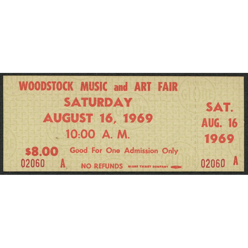 Authentic Unused Woodstock Ticket from Saturday August 16, 1969 ...