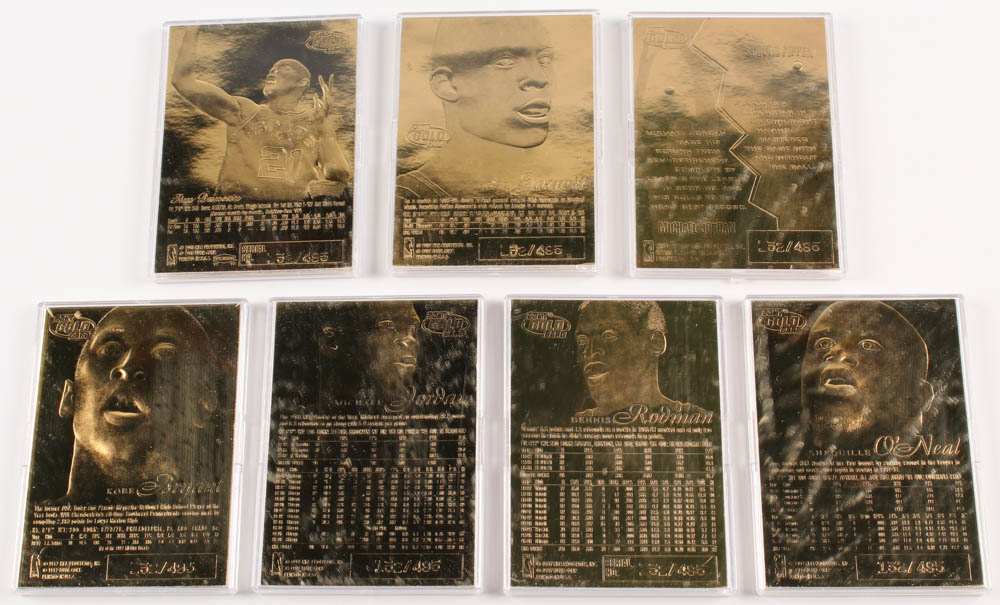 1998 Fleer Gems of the NBA Complete Set of (7) 23kt Gold Basketball ...