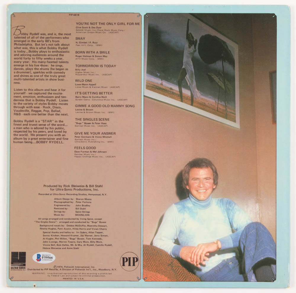Bobby Rydell Signed "Born With A Smile" Vinyl Record Album (Beckett ...