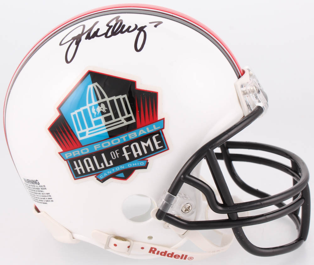 John Elway Signed Pro Football Hall of Fame Mini Helmet (Elway Hologram ...