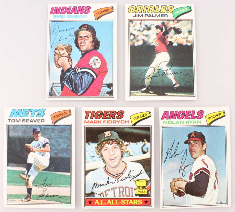 Lot of (5) 1977 Topps Baseball Cards with #600 Jim Palmer, #650 Nolan ...