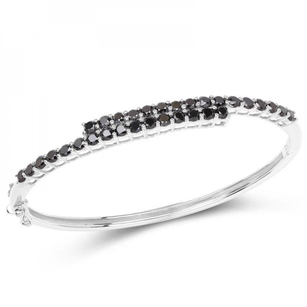4.00 Carat Genuine Black Diamond .925 Sterling Silver Bangle | Pristine ...