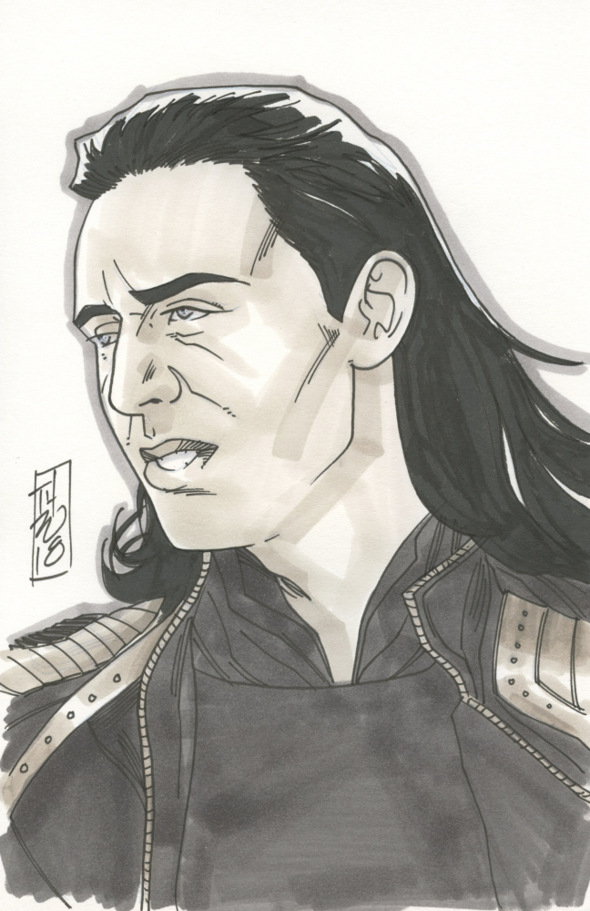 Tom Hodges - Loki - Marvel Signed ORIGINAL 5.5" x 8.5" Color Drawing ...