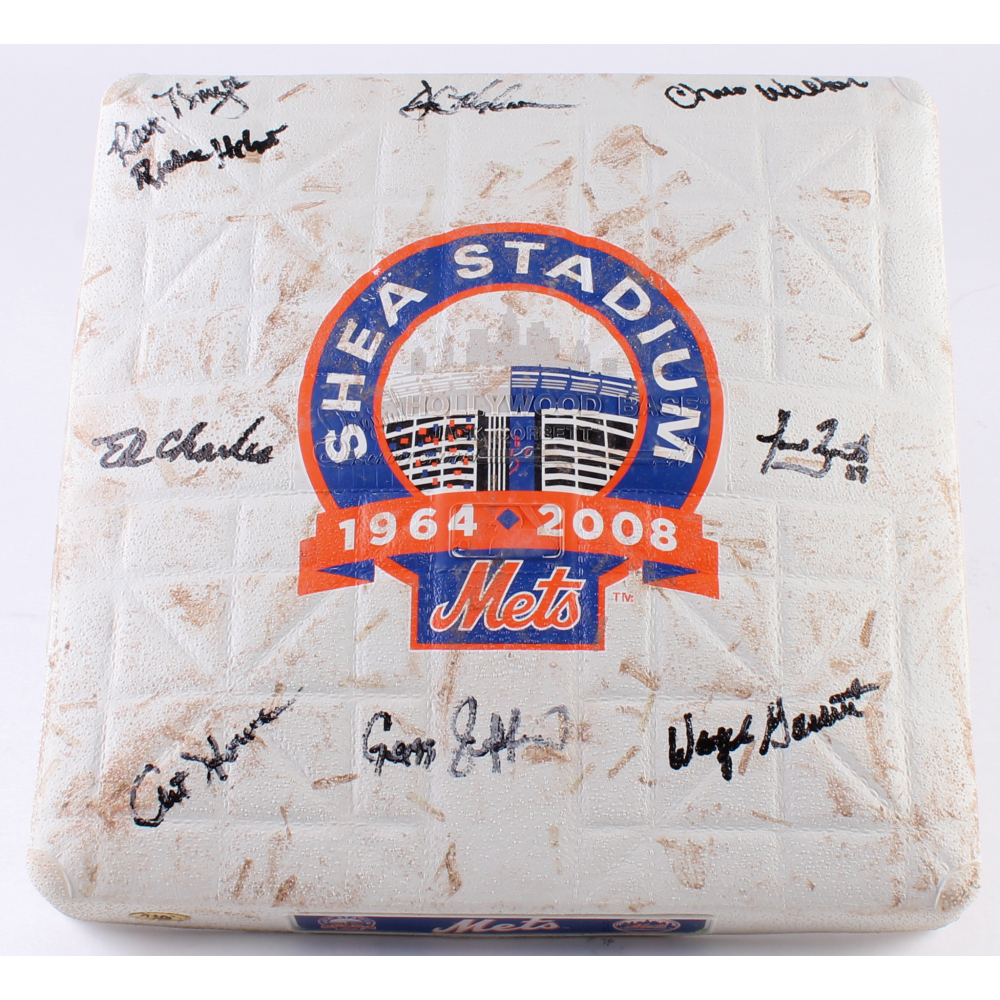 Mets Shea Stadium Game-Used Base Signed by (9) with Chico Walker ...