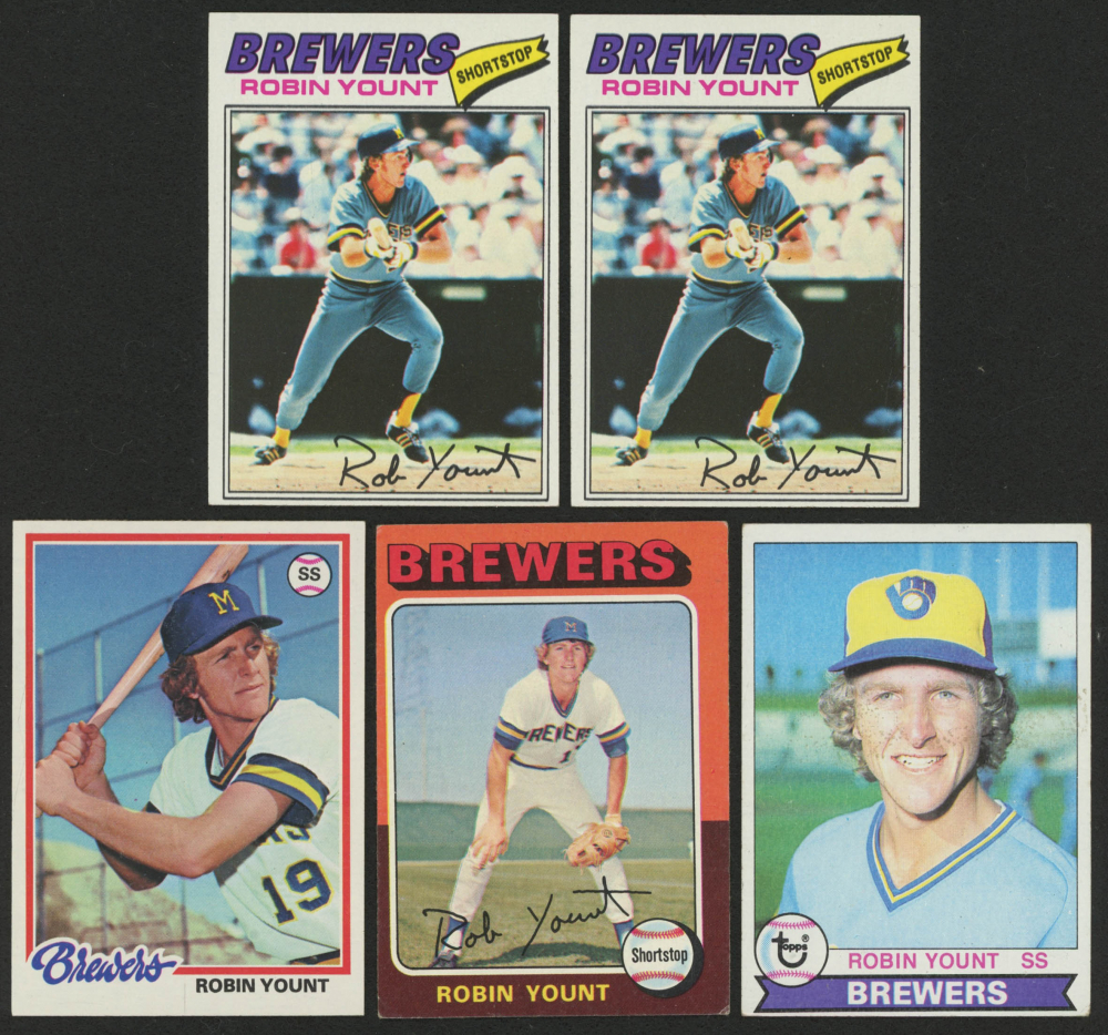 Lot of (5) Robin Yount Baseball Cards with 1975 Topps #223 Robin Yount ...