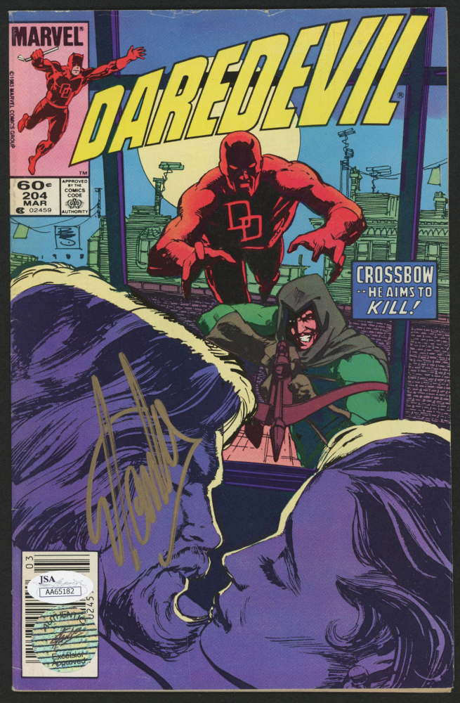 Stan Lee Signed 1984 "Daredevil" Issue #204 Marvel Comic Book (JSA COA ...