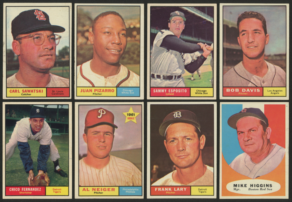 Lot of (8) 1961 Topps Baseball Cards with #243 Frank Lary, #246 Bob ...