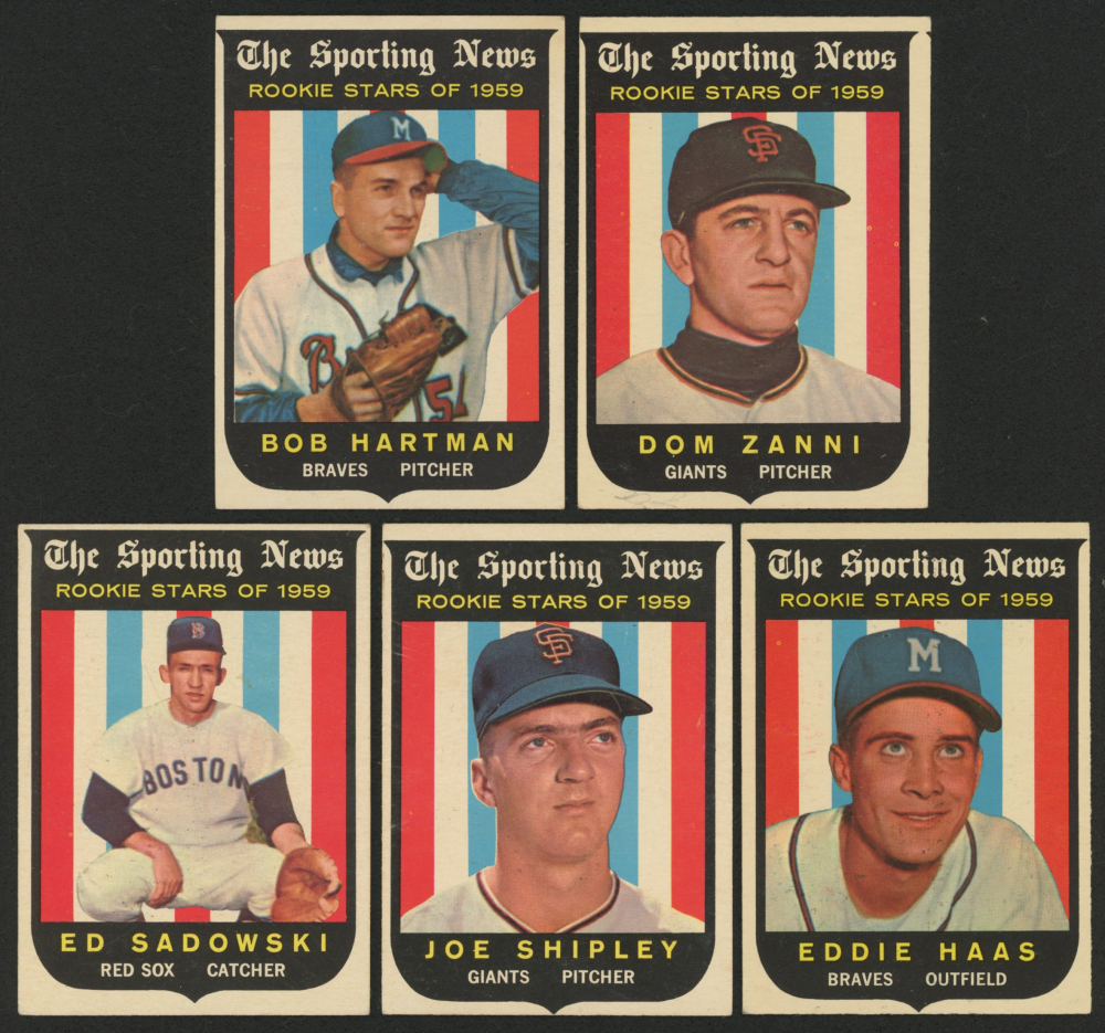 Lot of (8) 1959 Topps Rookie Baseball Cards with #128 Bob Hartman RC ...