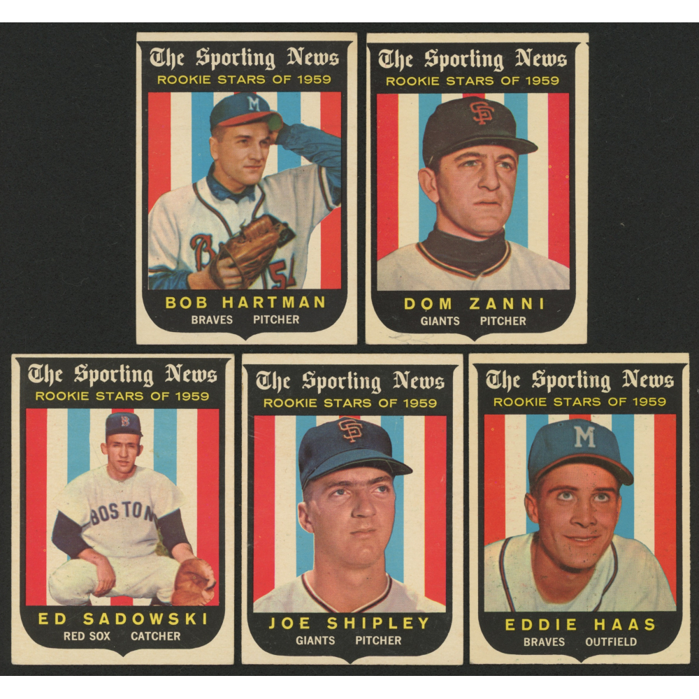 Lot of (8) 1959 Topps Rookie Baseball Cards with #128 Bob Hartman RC ...