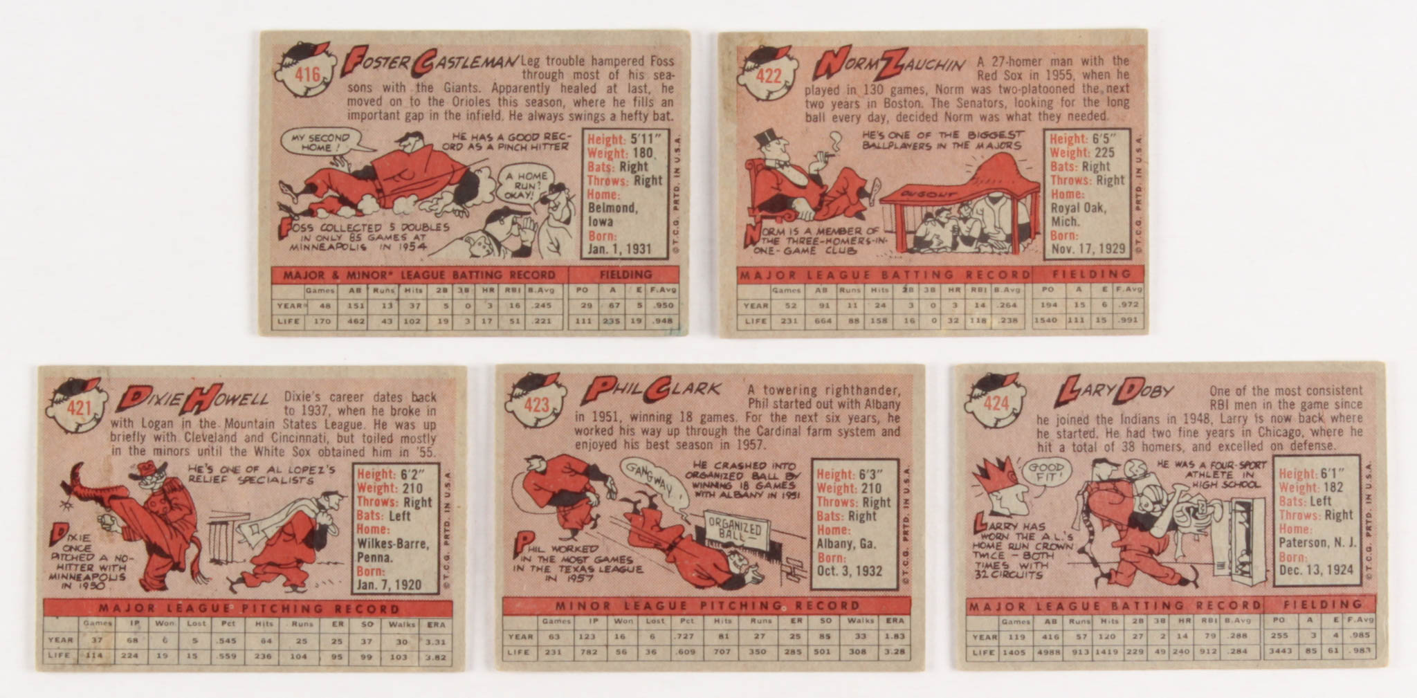 Lot of (30) 1958 Topps Baseball Cards With #416 Foster Castleman, #421 ...