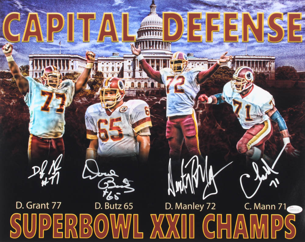 Redskins Super Bowl XXII Champs 16x20 Photo Signed by (4) with Charles ...