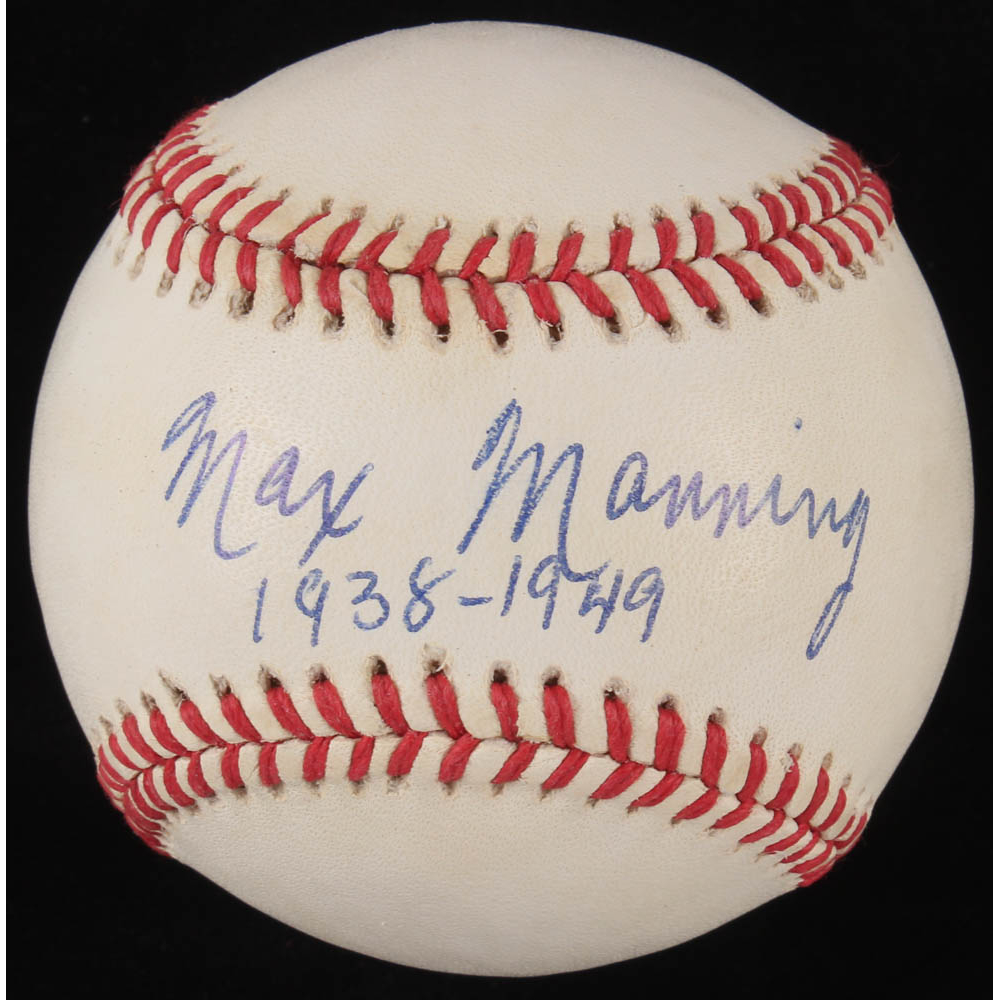 Max Manning Signed OAL Baseball Inscribed "1938-1949" (JSA COA ...