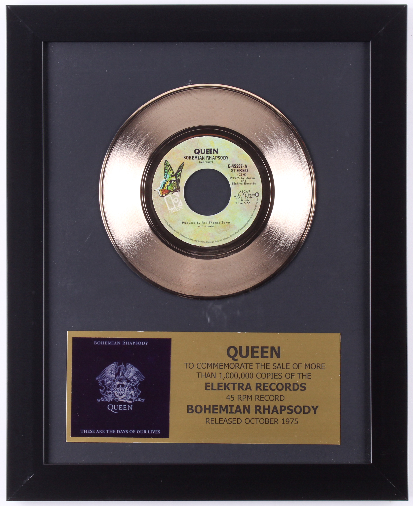 Queen Custom Framed 12.5x15.75 Gold Plated "Bohemian Rhapsody" Record ...