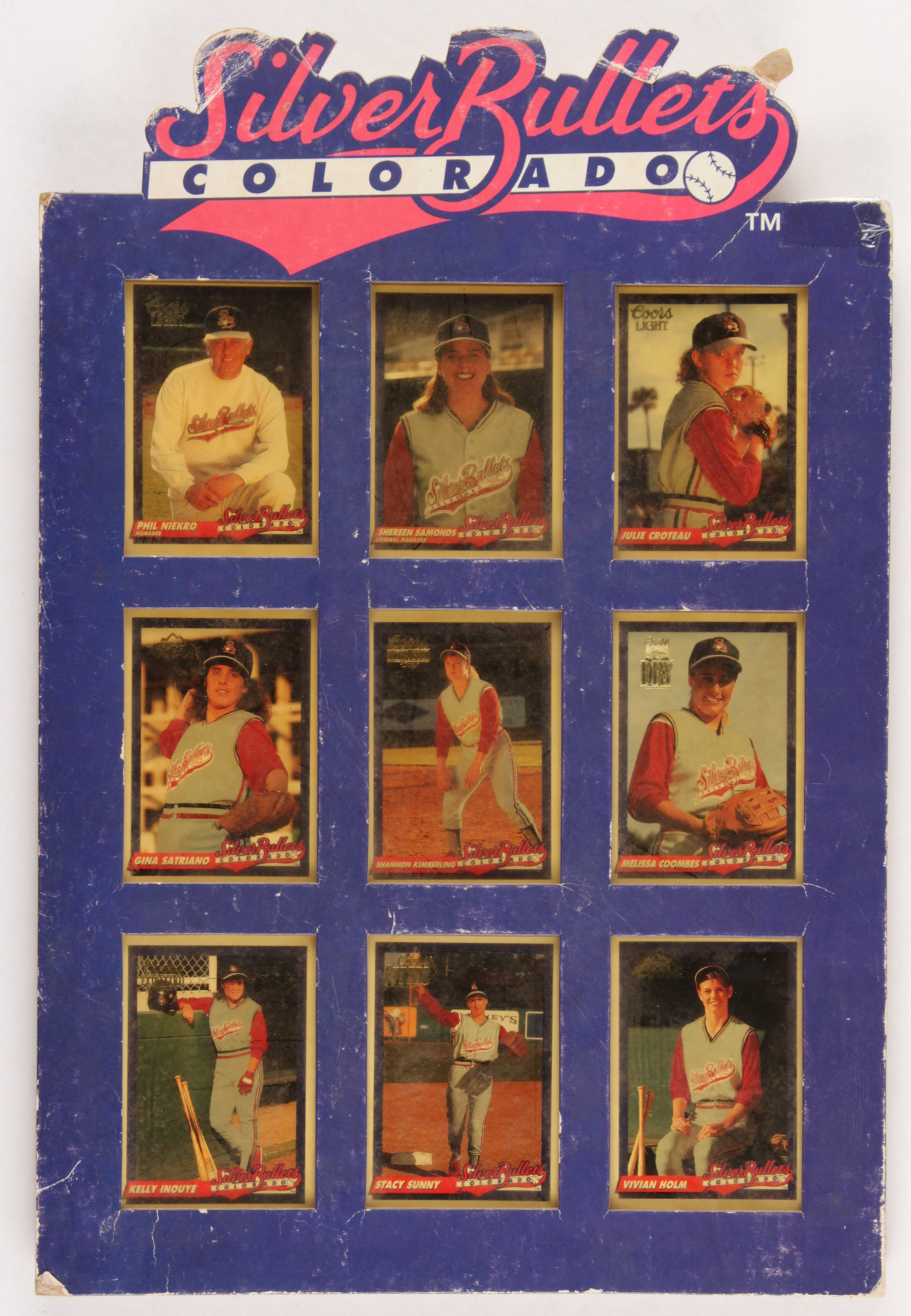 1994 Colorado Silver Bullets Complete Set of (9) Baseball Cards Display ...