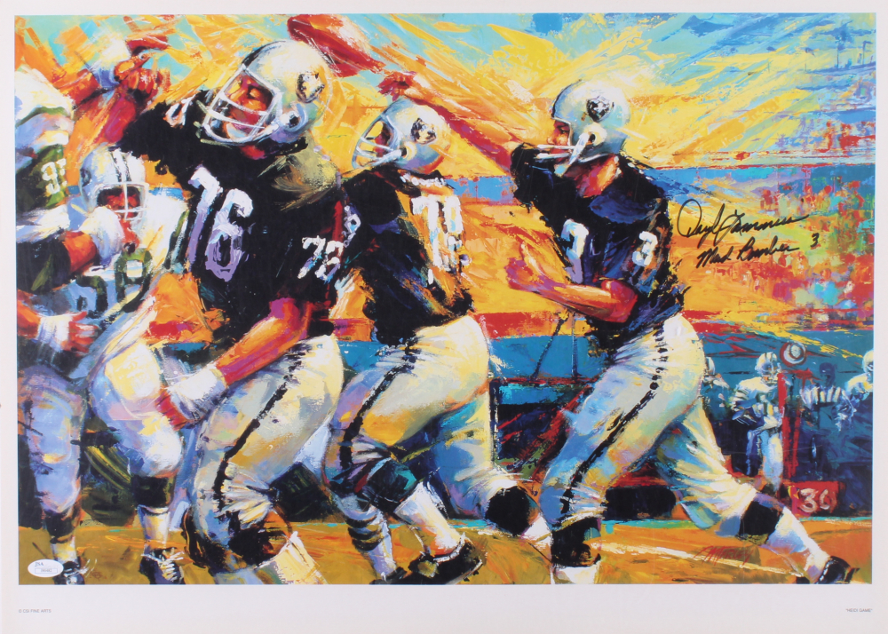 Daryle Lamonica Signed Raiders 18x25 Print Inscribed "Mad Bomber" (JSA ...