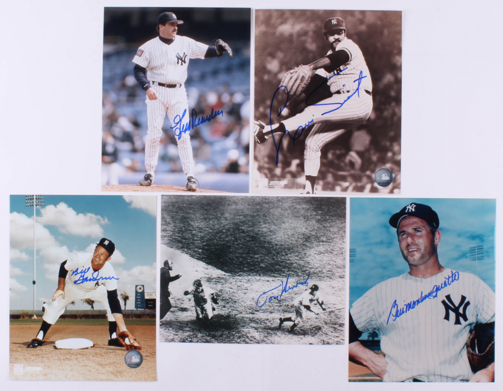 Lot of (5) Signed Yankees 8x10 Photos with Tommy Henrich, Luis Tiant ...