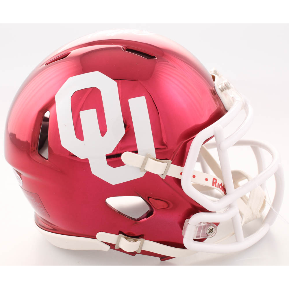 Adrian Peterson Signed Oklahoma Sooners Chrome Speed Mini Helmet ...