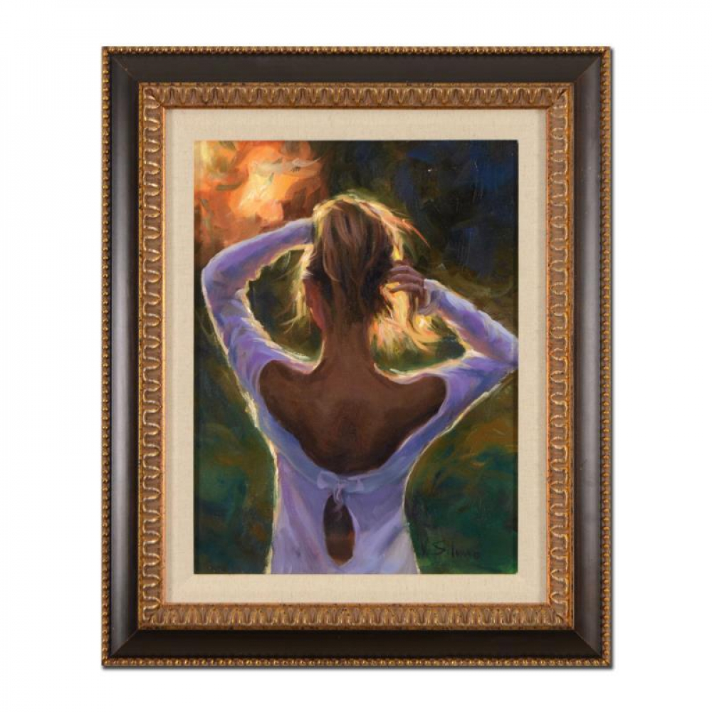 Vincent Silvano Signed "Contemplation" 18x22 Custom Framed Original Oil ...