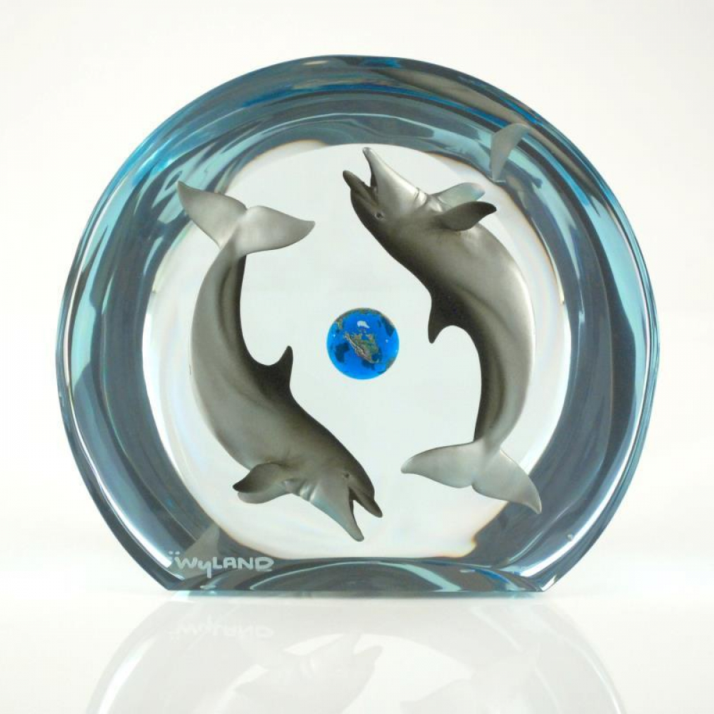Wyland Signed "Dolphin Planet" Limited Edition 11x9x4 Lucite Sculpture ...