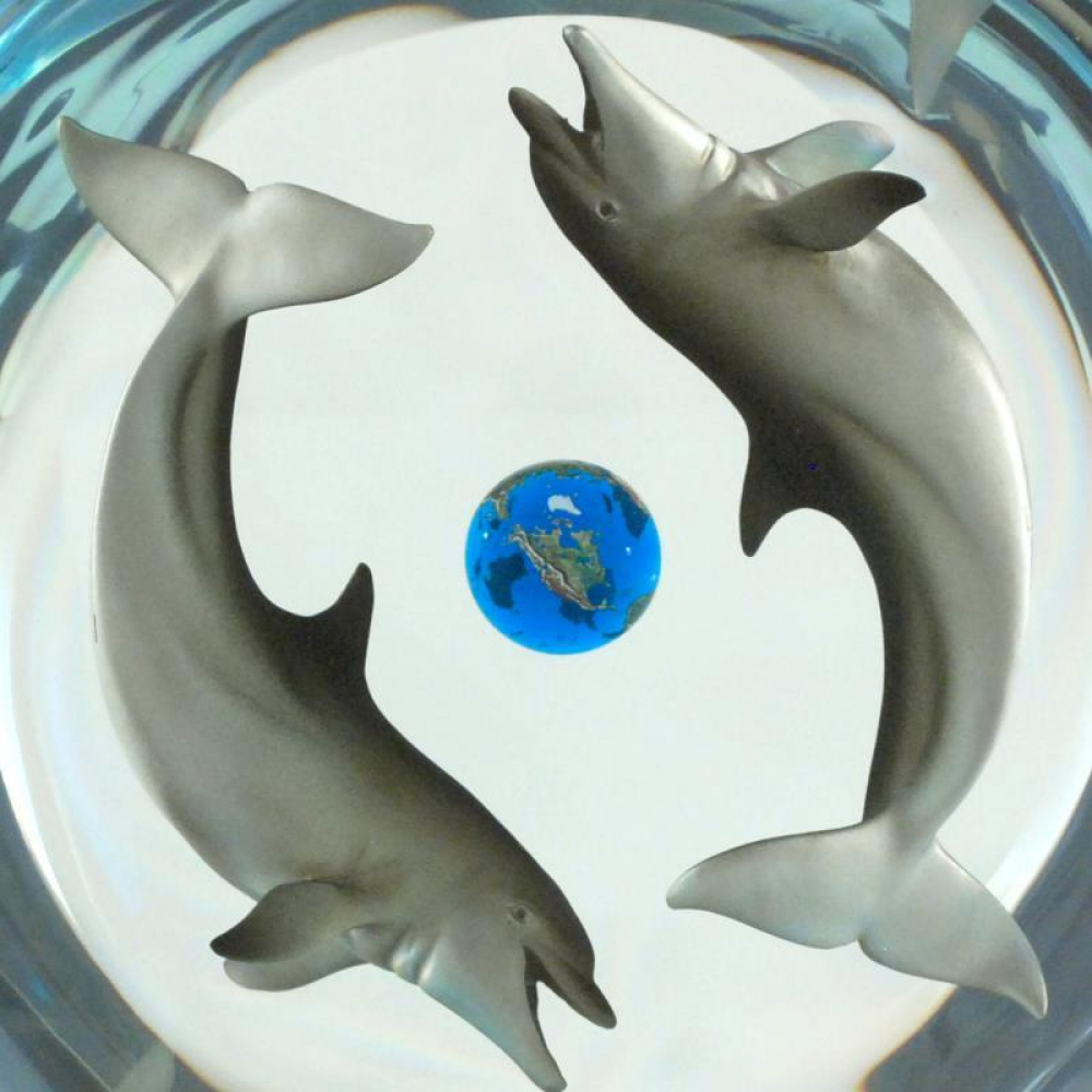 Wyland Signed "Dolphin Planet" Limited Edition 11x9x4 Lucite Sculpture ...