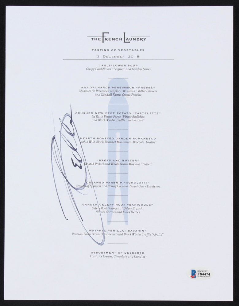 Thomas Keller Signed "The French Laundry Menu" 8.5x11 Print (Beckett ...